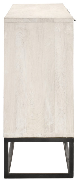 Flint Four-Door Mango Wood Sideboard, Whitewash - Industrial - Buffets And Sideboards - by Kosas ...
