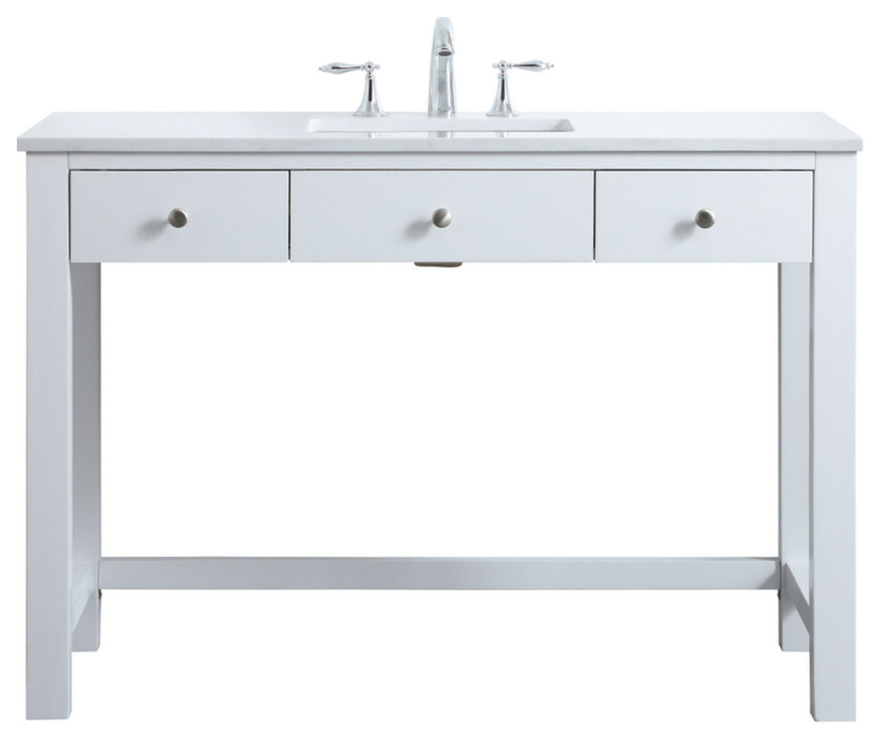 48" ADA Compliant Bathroom Vanity, White - Transitional - Bathroom ...