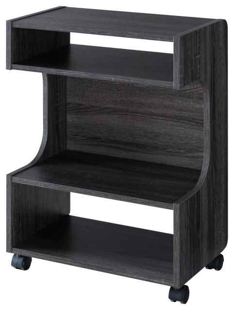 Mid Century Modern Rolling Printer Stand, Distressed Grey ...