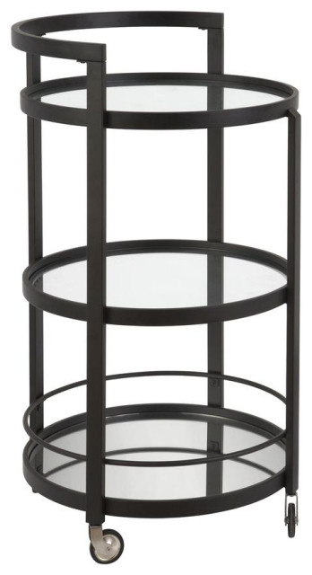 Hause 21'' Wide Round Bar Cart in Blackened Bronze - Contemporary ...