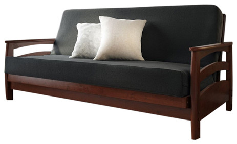 Galena Dark Cherry Futon Set With Merlin Mattress & Cover, Queen ...