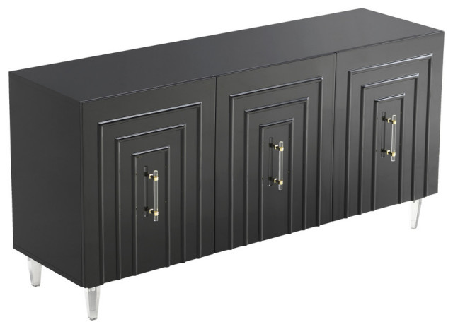 Famke Black Lacquer Buffet, Dining Cabinet Glamorous Regency Sideboard ...
