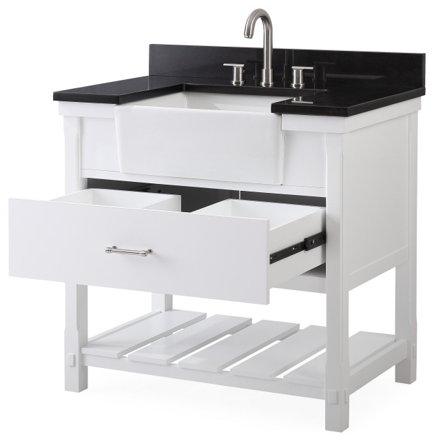 36" Kendia Farmhouse Sink Bathroom Vanity GD-7036-WT36-GT ...