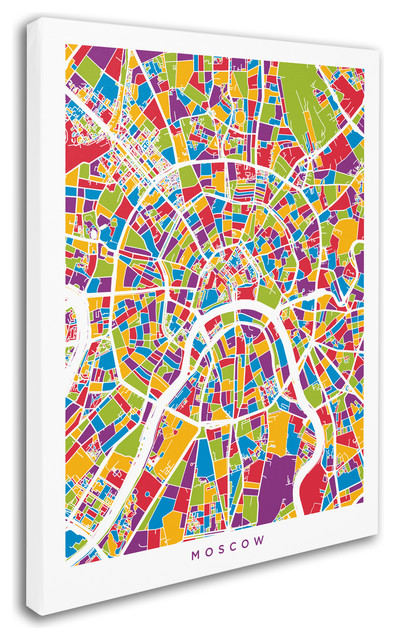 'Moscow City Street Map' Canvas Art by Michael Tompsett, 35" x 47 ...