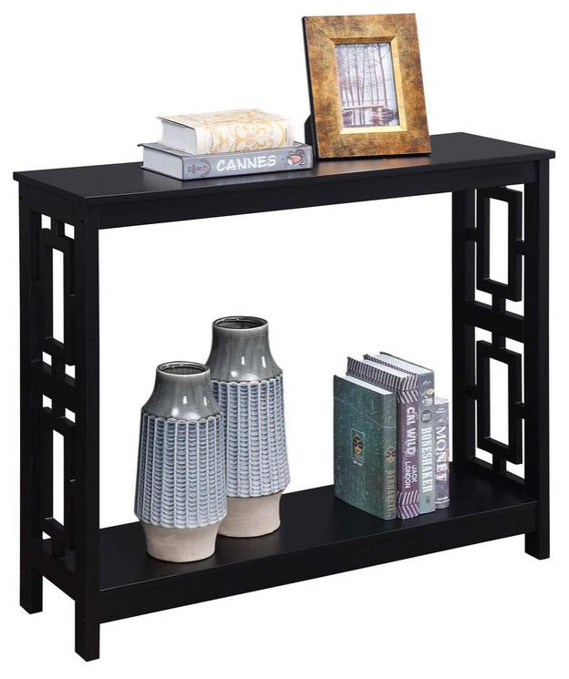 Town Square Console Table with Shelf, Black - Contemporary - Area Rugs ...