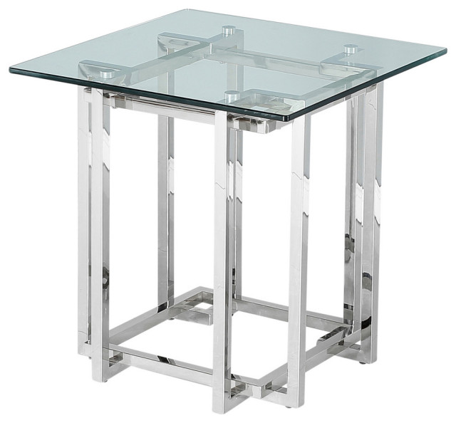 Stainless Steel Accent Table, Silver, 23.6x23.6x24" - Contemporary ...