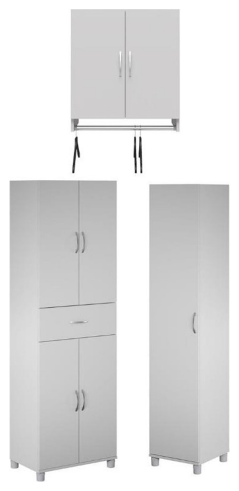 Home Square 3-Piece Set with 16" Utility Storage Cabinet & 2-Door Wall ...