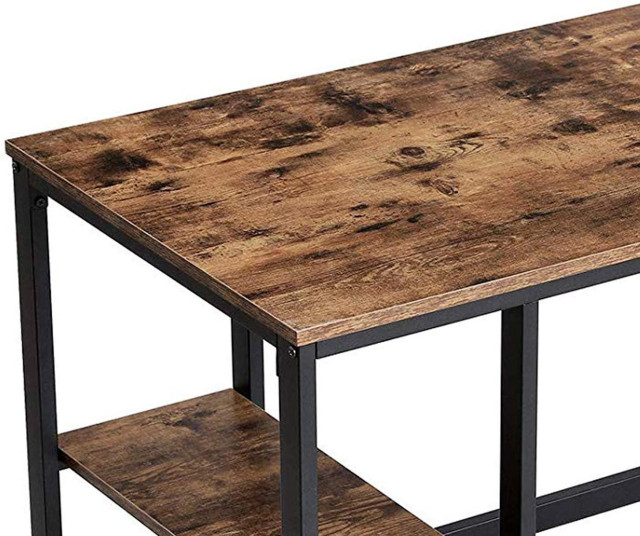 Wood and Metal Frame Computer Desk with 2 Shelves - Industrial - Desks ...