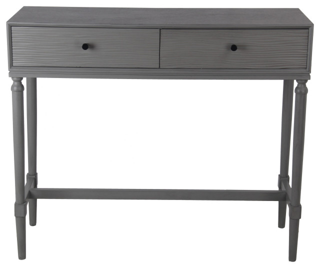 2 Drawer Wooden Console Table with Turned Legs, Gray - Traditional ...