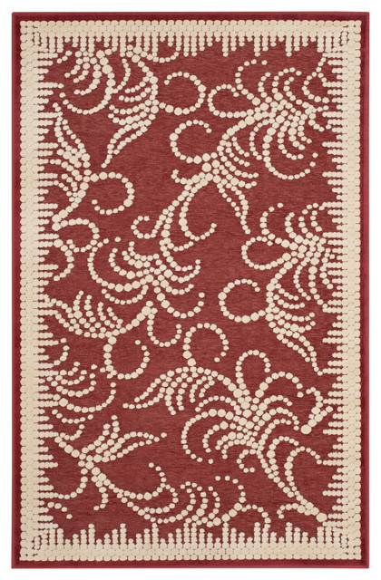 Safavieh Martha Stewart Fountain Swirl Rug, Red and Ivory, 2'7"x4 ...