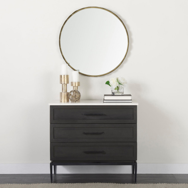 Adelaide 29.7" Gold Metal Scallop Edge Round Mirror - Contemporary ...