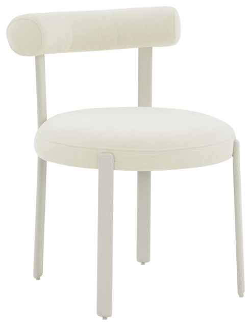 Margaret Cream Textured Chenille Bolster Back Dining Chair ...