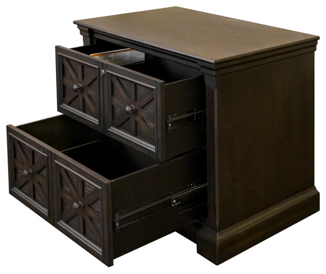 Traditional Wood Lateral File Storage File Drawer Fully Assembled Dark ...