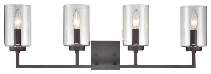 Mid Century Modern 4 Light Bathroom Vanity Glass Shades on Square ...