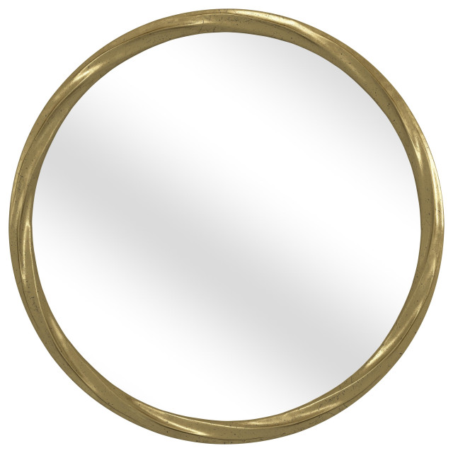 Round Gold Wall Mirror with Largе Twistеd Framе - Contemporary - Wall ...
