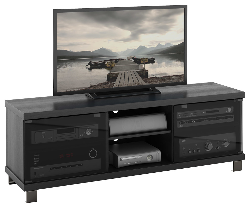 Holland 59" TV and Component Bench, Ravenwood Black - Transitional ...