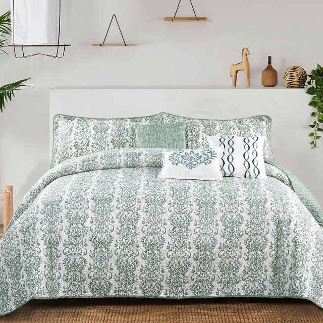 Mayfair 6 Piece Quilted Printed Bed Spread, King - Traditional - Quilts ...