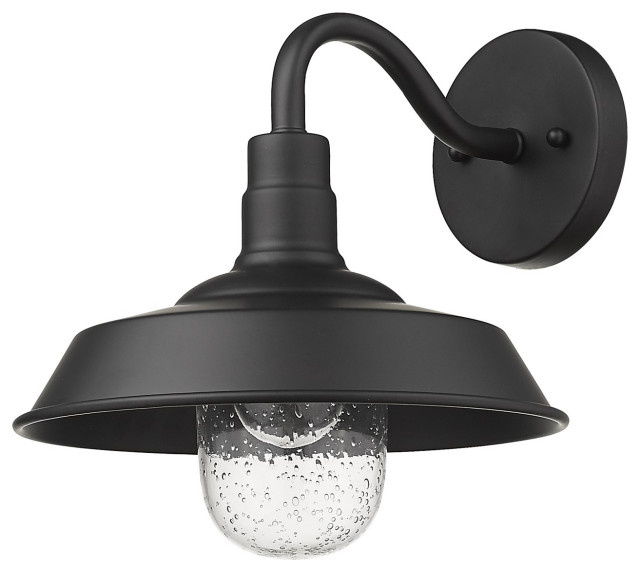 Matte Black Shallow Plate Shape Wall Light - Farmhouse - Outdoor Wall ...