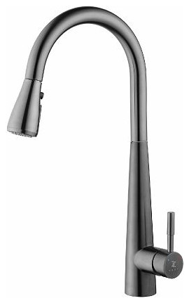 Grey High Arc Single Handle Kitchen Faucet with Pull Out Sprayer ...