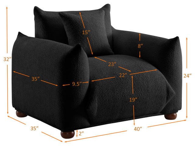 40" Wide Elf Boucle Upholstered Accent Chair/Single Sofa - Traditional ...