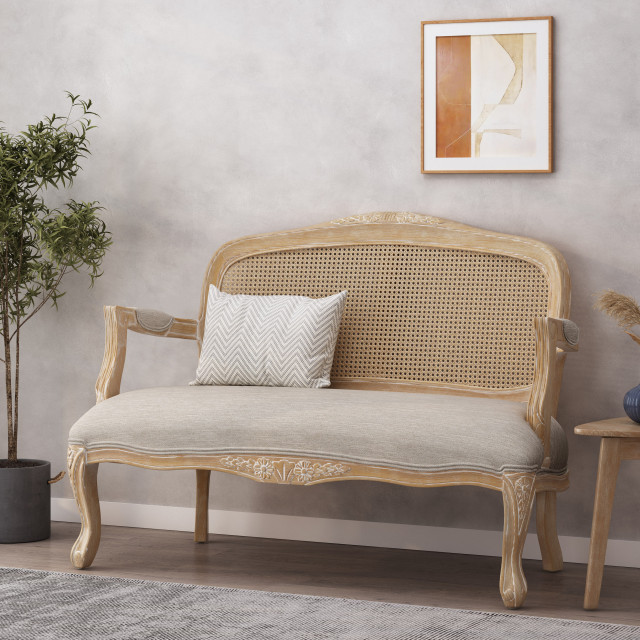 Wistar Wood and Cane Loveseat - Tropical - Loveseats - by GDFStudio | Houzz