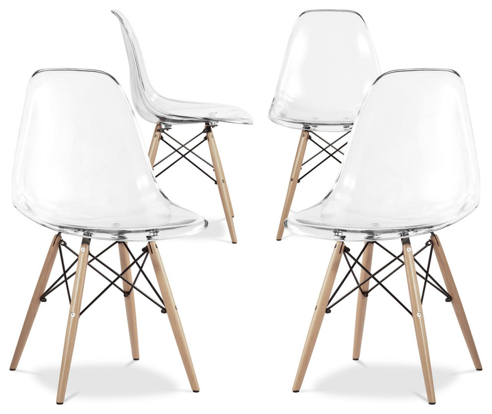 Pyramid Dining Chair, Clear, 4-Pack - Modern - Dining Chairs - by First ...
