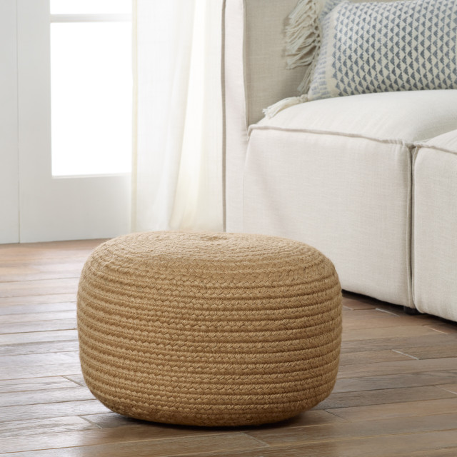 Jaipur Living Santa Rosa Indoor/Outdoor Solid Cylinder Pouf - Farmhouse - Floor Pillows And ...