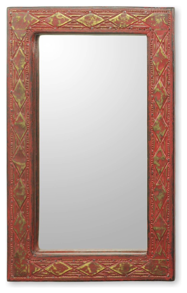 Antique Scarlet Wall Mirror - Traditional - Wall Mirrors - by NOVICA ...