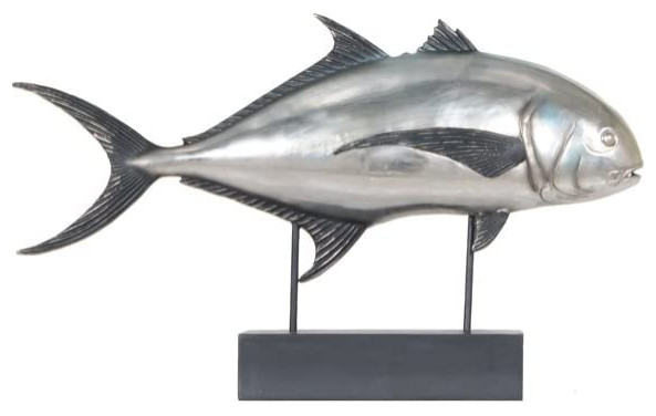 HomeRoots Silver Tuna Fish Sculpture - Beach Style - Decorative Objects ...