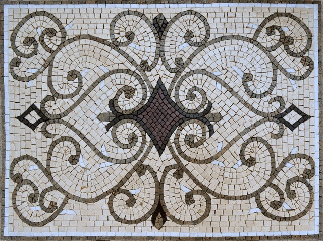 Rectangular Mosaic Rug, Vilmar, 16" x 16" - Contemporary - Tile Murals ...