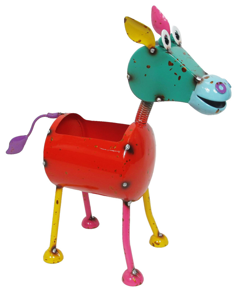 Colorful Small Metal Horse Planter for Indoor and Outdoor Flower Pot ...