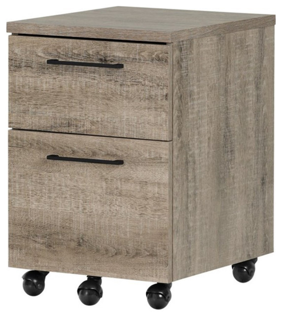South Shore Munich 2 Drawer File Cabinet in Weathered Oak - Farmhouse ...