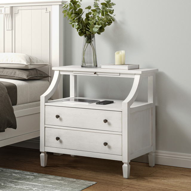 Drawer Nightstand With Built-In Outlets - Traditional - Nightstands And ...