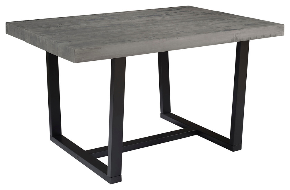 52" Distressed Solid Wood Dining Table, Gray - Transitional - Dining ...