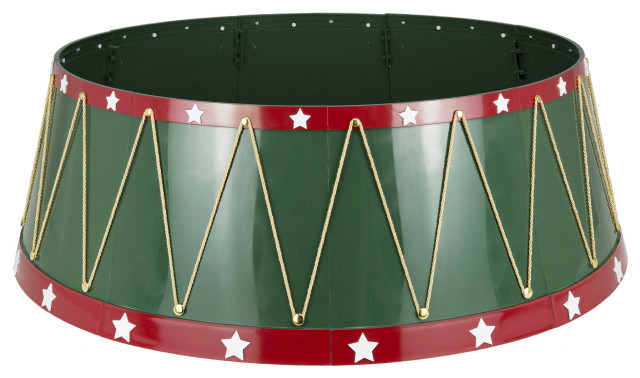 Drum Christmas Tree Collar 25.5" Green and Red - Modern - Christmas ...