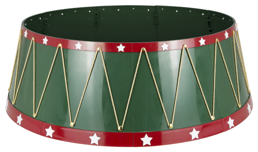 Drum Christmas Tree Collar 25.5" Green and Red - Modern - Christmas ...