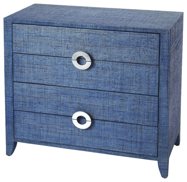 Amelle 4-Drawer Blue Raffia Accent Chest - Contemporary - Accent Chests ...