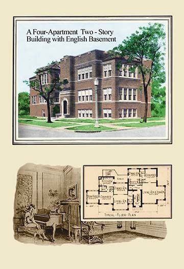 A Four-Apartment Two-Story Building, 20" x 30" - Traditional - Prints ...