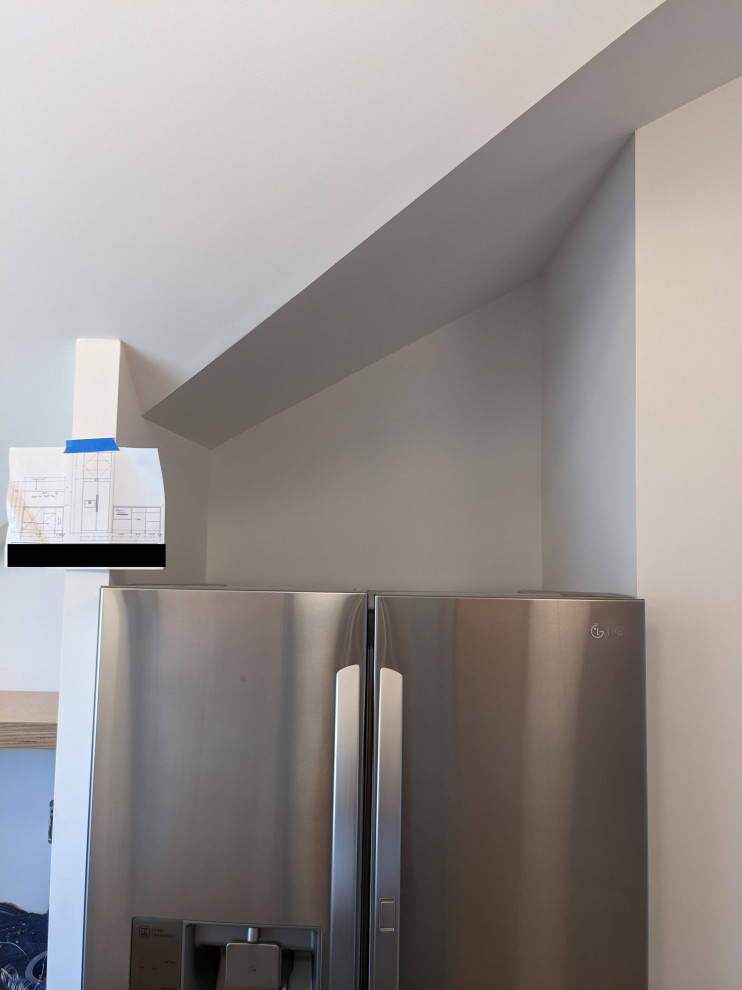 Angled ceiling cabinet above fridge ideas?