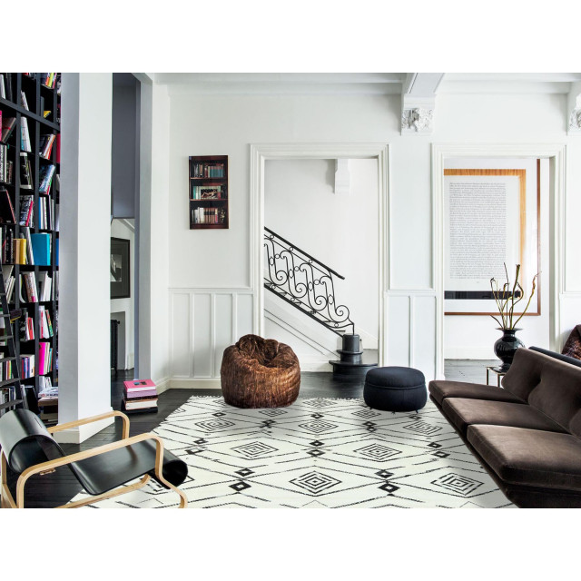 Ivory Moroccan Berber Influence Design Wool Hand Knotted Oriental Rug ...