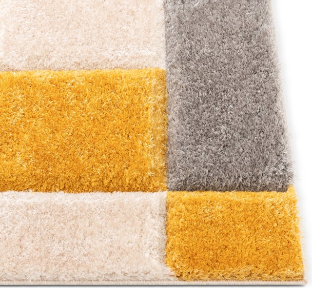 Well Woven San Francisco Escondido Modern Geometric Squares Yellow Shag ...