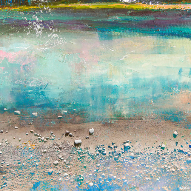 "Sand Pebbles" Painting Print on Wrapped Canvas, 48"x48" - Beach Style ...