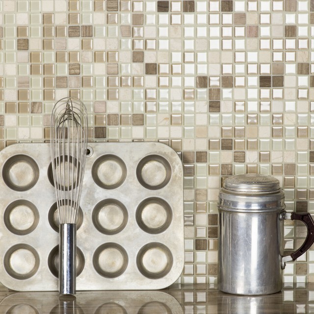 Crystal Stone 15"x15" Glass and Stone Square Mosaic tile,Cornsilk ...