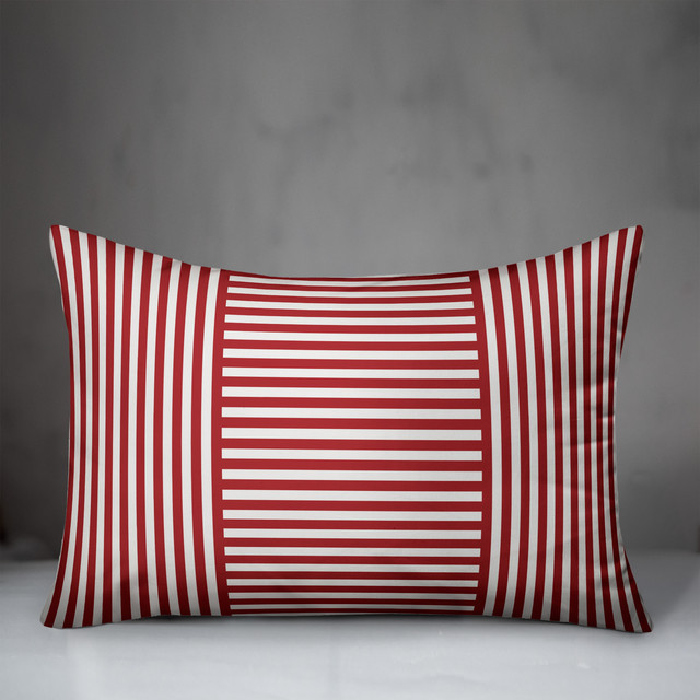 Red Farmhouse Stripes Pillow - Contemporary - Outdoor Cushions And ...