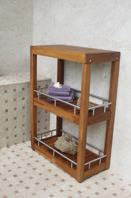 Patented Sula™ Rectangular Three-Tier Teak & Stainless Steel Bath Stand ...