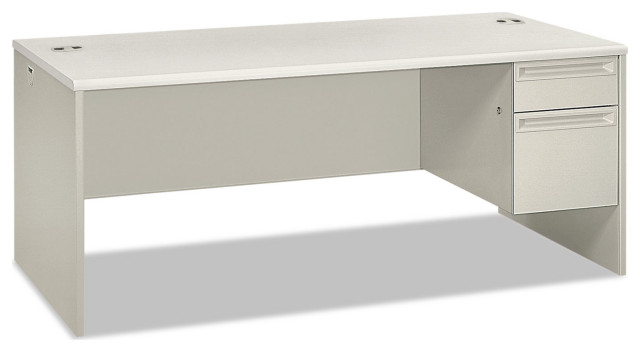 HON 38000 Series Right Pedestal Desk, 72" x 36" x 30", Light Gray ...