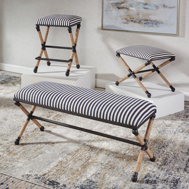 Uttermost Braddock Striped Bench - Beach Style - Accent And Storage ...