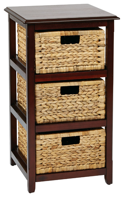 Seabrook Three-Tier Storage Unit With Espresso Finish and Natural ...