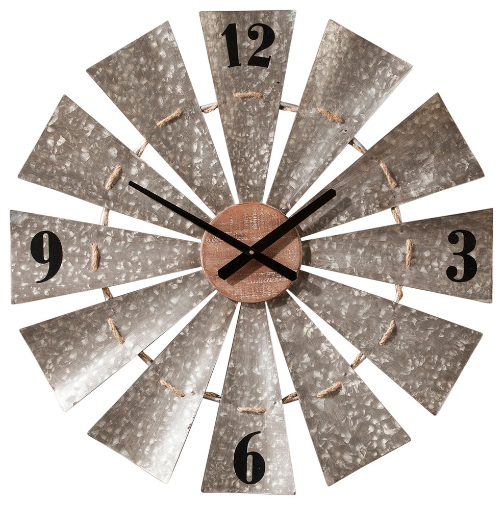 Mindel Oversized Decorative Windmill Wall Clock - Farmhouse - Wall ...