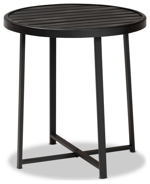 Sadiya Modern Industrial Black Finished Metal Outdoor Side Table ...